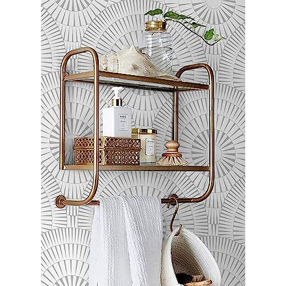 Heroad Brand 17.3"x118" Peel and Stick Wallpaper White Circle Wallpaper Modern Geometric Wallpaper White Contact Paper for Cabinets Waterproof Self Adhesive Removable Wallpaper Thicken Retro Wallpaper