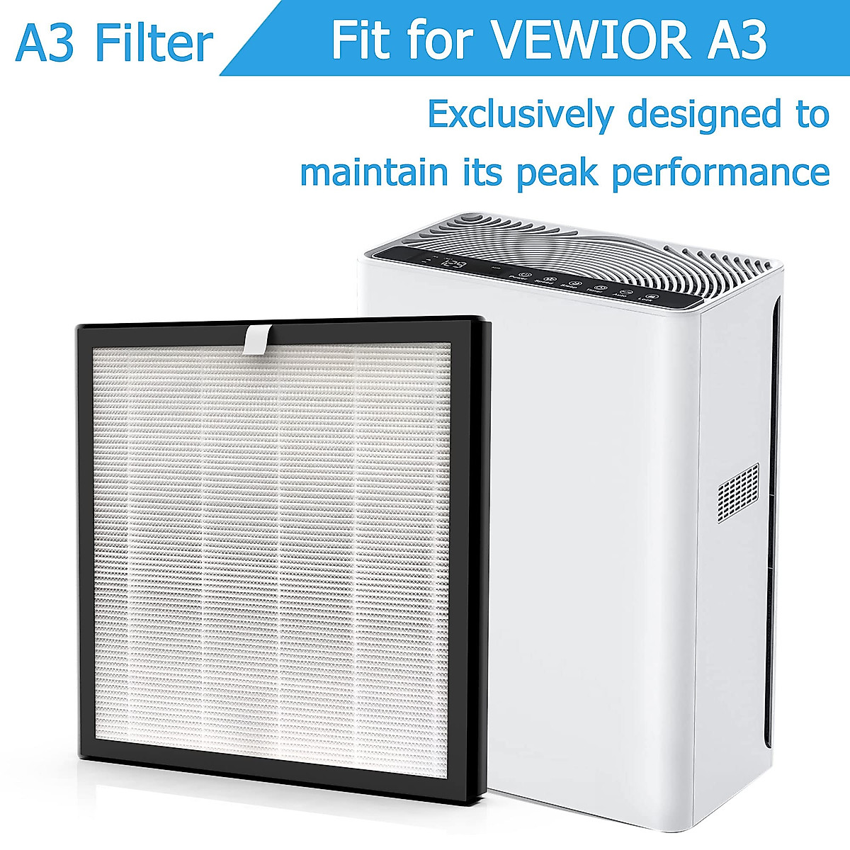 Vegebe A3 H13 HEPA Replacement Filter, Compatible with VEWIOR A3 Air Purifier, 2 Pack