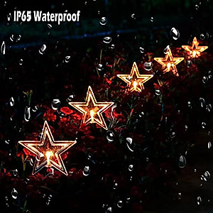 Rehenbsem Solar Christmas Lights Outdoor,5PCS Energy Saving Waterproof Solar Powered Stake Lights,2-Lighting Modes Christmas Decorations Garden Stake for Pathway, Lawn, Yard Decor (Star)
