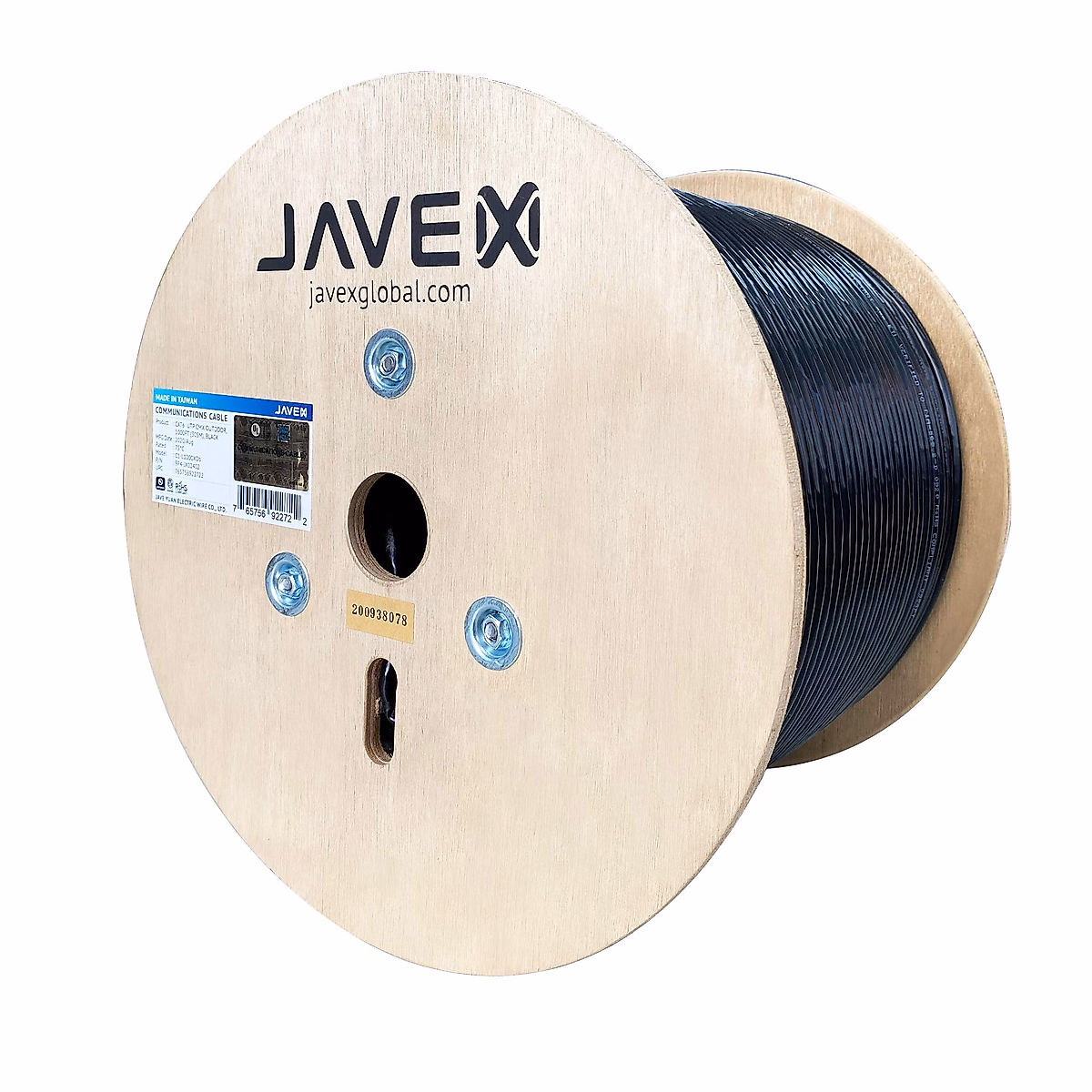 JAVEX CAT6 Ourdoor UL CMX [23AWG Solid Bare Copper] 1000 FT, 600MHz, ETL Listed, UV-Resistant and Weather-Proof PE Jacket, UTP Network and Gaming Ethernet Cable, 1000 feet, Black