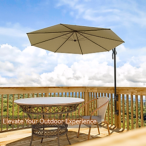 Antsky Patio Umbrella Holder, Stainless Steel Outdoor Umbrella Mount Bracket for Deck Railing, Adjustable Base Width (Fit MAX OD1.95 inch)