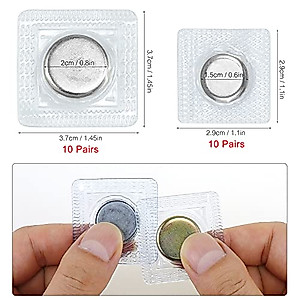 Hysagtek 20 Pairs Hidden Magnetic Snap 15mm 20mm Invisible Sew Magnetic Purse Closure Fastener Hidden Magnet Fastener for Handbag Clothing DIY Craft Sewing, 2 Sizes