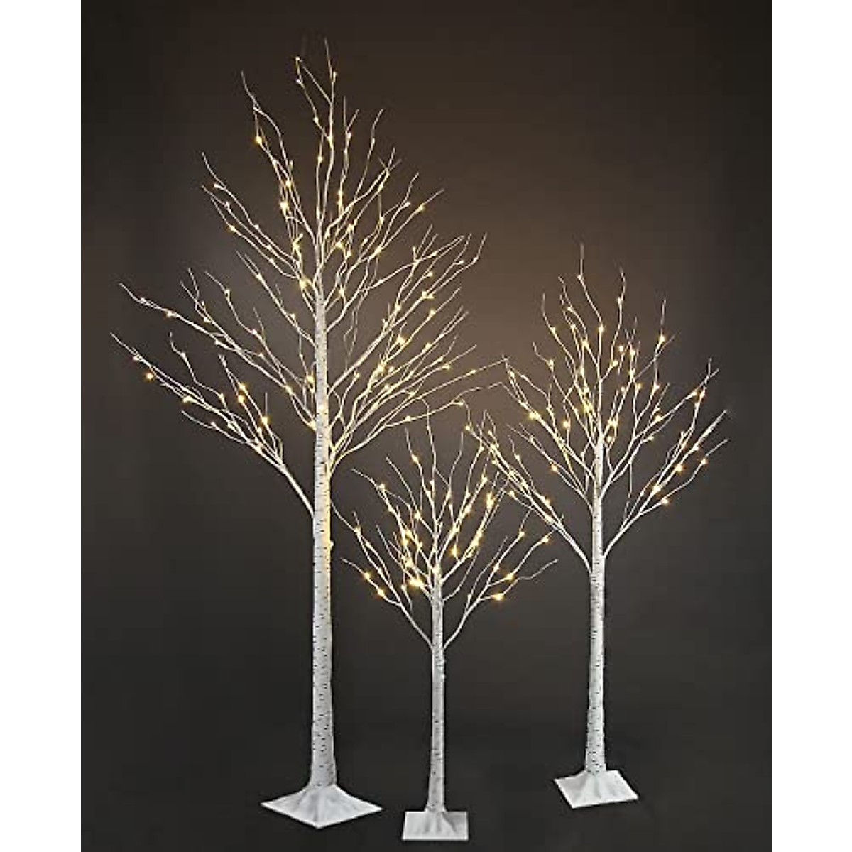 LIGHTSHARE 4 feet 6 feet and 8 Feet Birch Tree,Warm White, for Home,Pack of 3, Festival, Party, and Christmas Decoration, Indoor and Outdoor Use