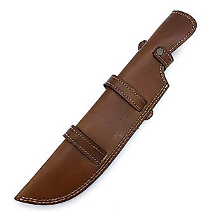 13.25" long custom handmade leather sheath for 8"—8.5" cutting blade knife