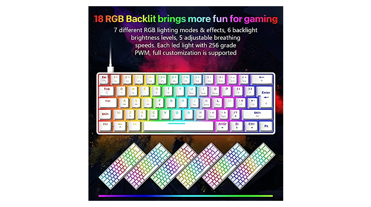 SELORSS ZIYOULANG T60 60% Compact Mechanical Gaming Keyboard RGB Chroma ...