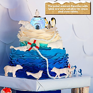 Harrycle 12 Pcs Polar Animals Figurines with Igloo - Realistic Arctic Miniature Figures Playset for Birthday, Baby Shower & Christmas Decorations