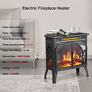 Havato Electric Fireplace 25" with Remote Control, Adjustable Realistic Flame, 2 Heating Modes, Sleep Timer, Overheating Protection. Ideal for Indoor Electric Fireplace Stove, Infrared Heater, Grey