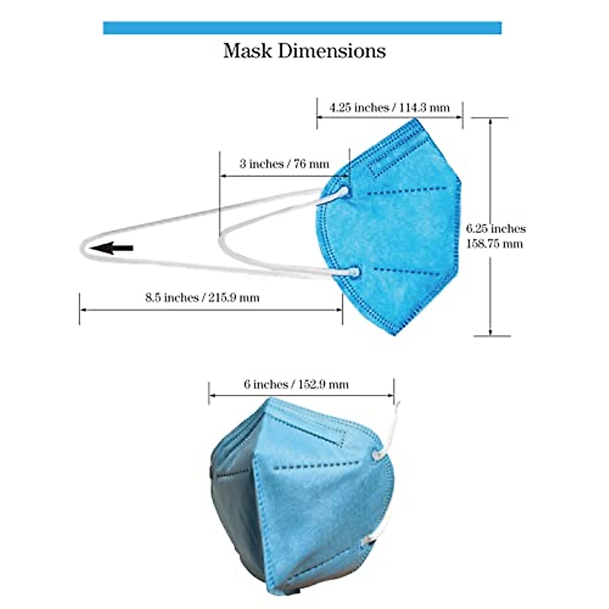 ProStar Respirator Face Mask, Fold-Style with Ear Loops, Made in USA, 20pcs, 4-Layer ≥ 95% Filter Efficiency, Blue Mask