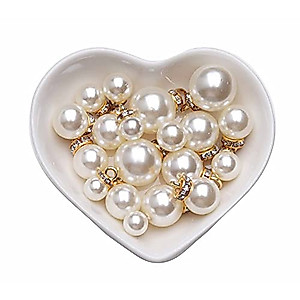 Ruwado 50 Pcs Faux Pearl Beads with Rhinestone Hole Vintage Elegant Imitation Peal Pendant Charms for Dangle Earrings Necklace Bracelet DIY Jewelry Making Accessories (Multi size)