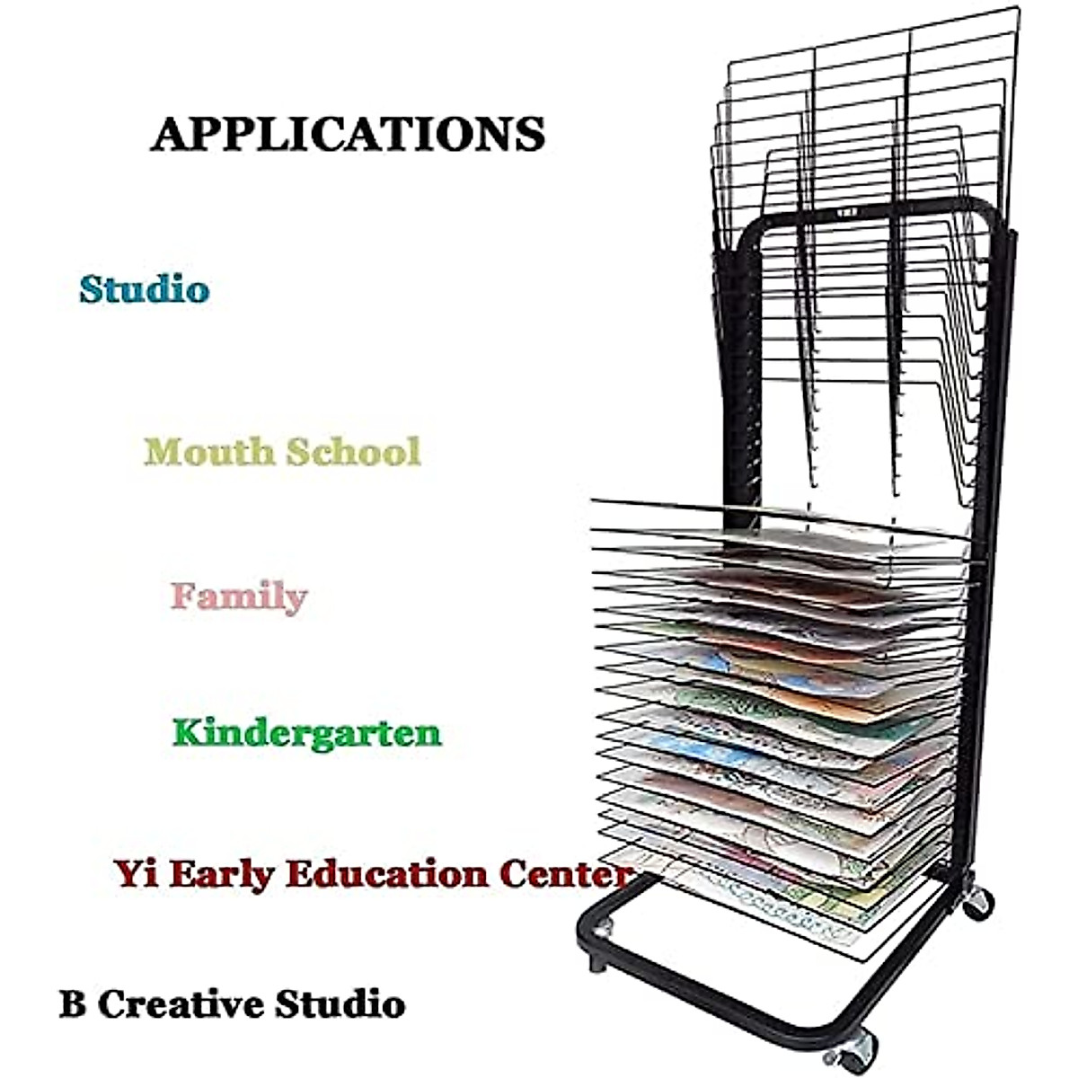 Art Drying Rack, Mobile Art Drying Rack with Wire Rack for Artwork, Drying and Printing Rack, Ideal for Schools and Art Clubs (Size : 20-Layer)