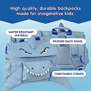 Bixbee Kids Backpack, Blue Shark Backpack for Boys & Girls, Water Resistant Backpack with Pockets, Durable Zippers & Easy Carry Design - Perfect Size Children's Bookbag for School.