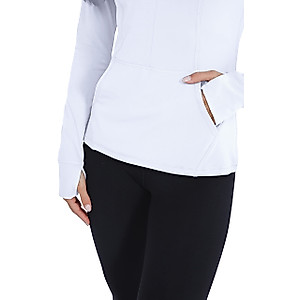 Yogalicious Nude Tech Half Zip Long Sleeve Jacket with Front Pockets - White - Medium