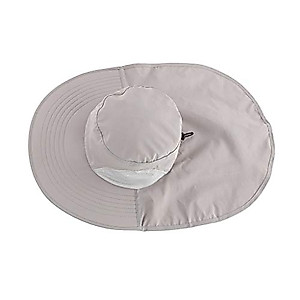 Home Prefer Outdoor UPF50+ Sun Hat Wide Brim Mesh Fishing Hat with Neck Flap (Light Gray)