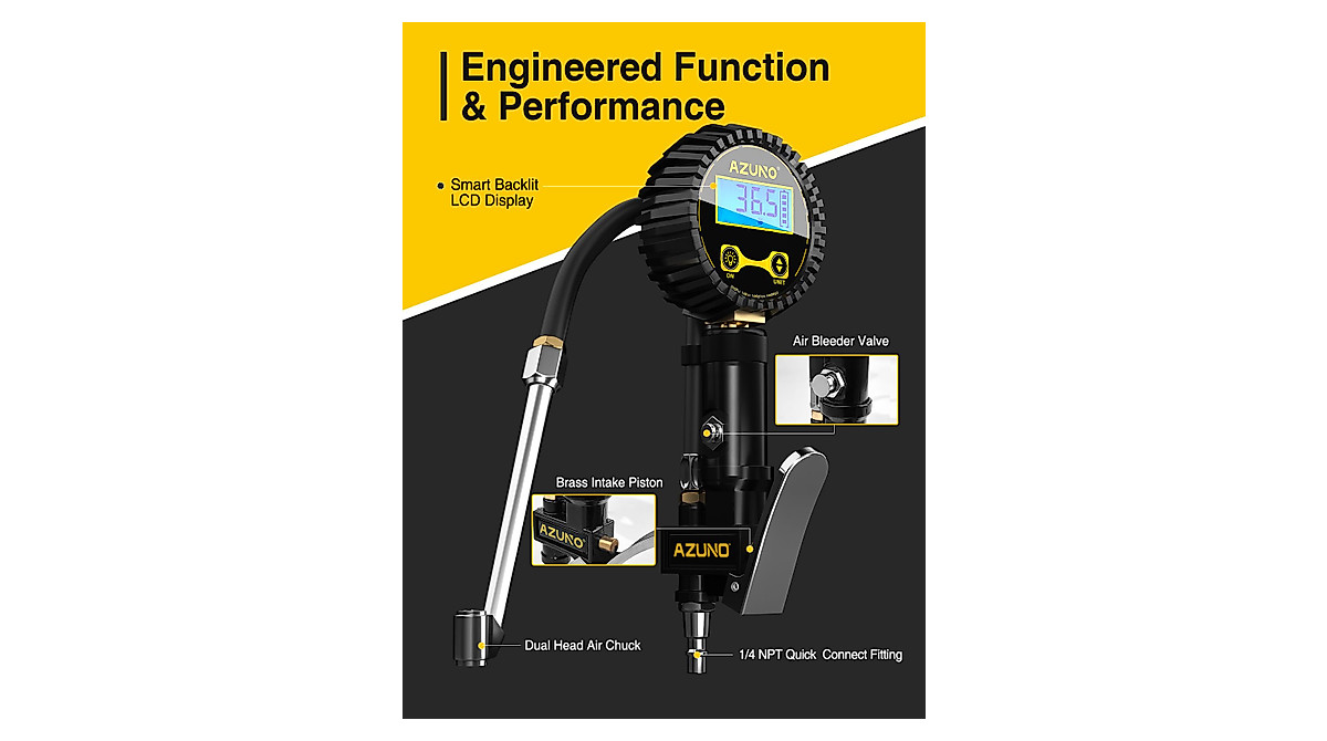 Reliable AZUNO Digital Tire Inflator - 200 PSI Power