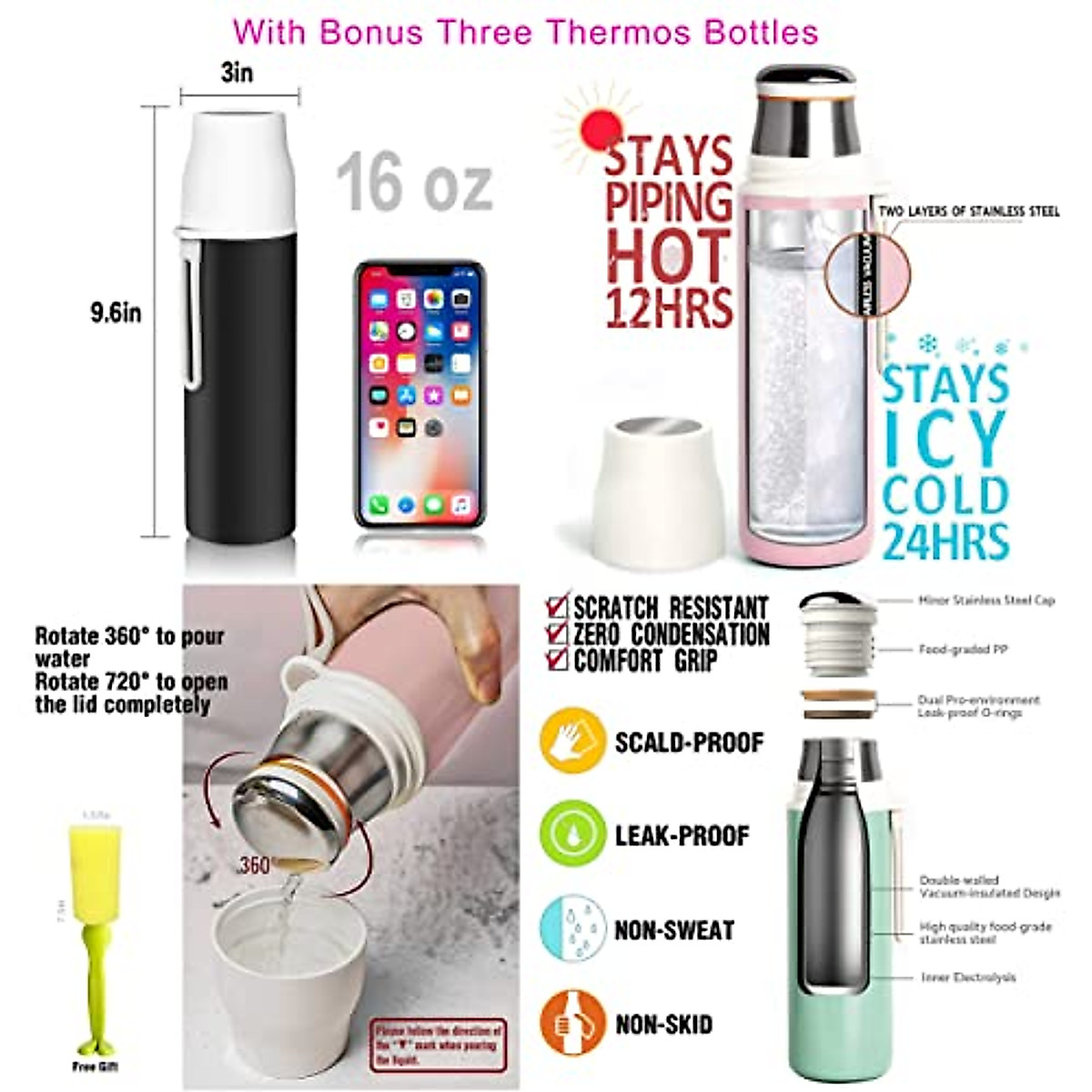 Keurig Limited Edition Jonathan Adler K-Mini Single Serve K-Cup Pod Coffee Maker, White - Removable Drip Tray, Less than 5" wide, Brew any cup size between 6-12oz - BROAG Random Color Water Bottle