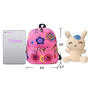 Suerico Rabbit Backpack Cute Kids Toddler Backpack Plush Toy Backpack Snack Travel Bag Pre-School Bags for Girls 1-5Years (Pink)