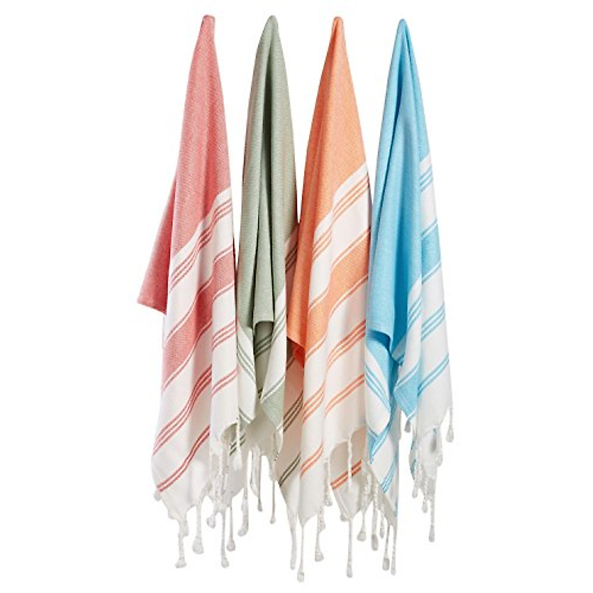 (SET of 8) Turkish Cotton Hand Face Head Guest Gym Towel Set Peshtemal Washcloth Kitchen Tea Towel Dish Cloth Set (MultiColor)