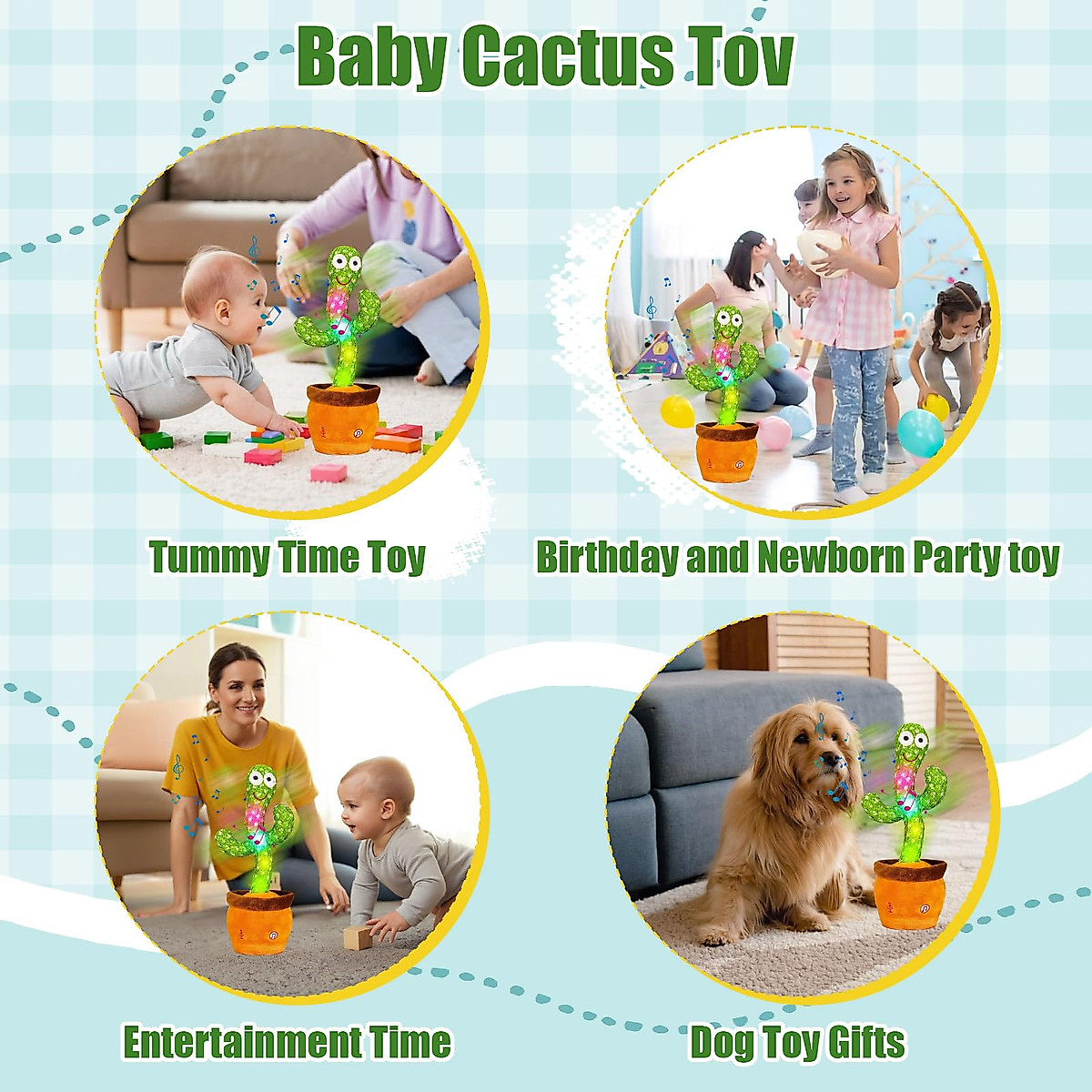 Baby Dancing Cactus for Baby Toys Boys Girls, Dancing Cactus Mimicking Toy Talking Cactus Toy Baby Toys, Singing Sunny Cactus Talking Imitation Toys Glowing Musical Toys Children's Educational Toys