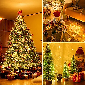 Mlambert 3 Pack 33FT Fairy String Lights Battery Operated with Remote and Timer, 100 LED Dimmable Waterproof Silver Wire 8 Modes Twinkle Lighting for Bedroom Indoor Outdoor Christmas Decor-Warm White