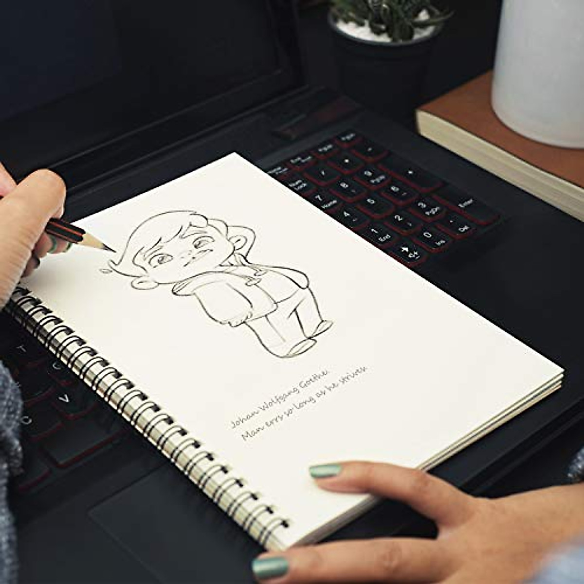 EOOUT 6 Pack Unlined Spiral Notebook, Plain Notebook, 5.5" x 8.3", 50 Sheets, Sketch Books for Gifts, Drawing, Art, Students and Office Supplies