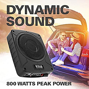 BOSS Audio Systems BAB8 Amplified Car Subwoofer - 800 Watts Max Power, Low Profile, 8 Inch Subwoofer, Remote Subwoofer Control, Great for Vehicles That Need Bass But Have Limited Space