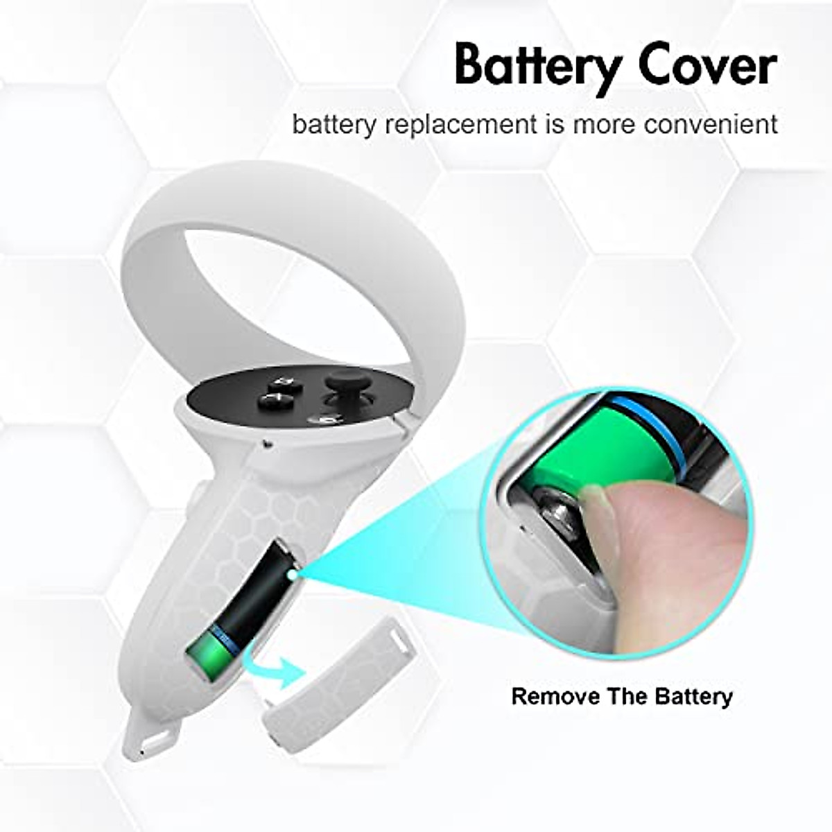 AMVR Touch Controller Grips for Oculus Quest 2 - Adjustable Leather Hand Straps with Battery Door Open Accessories, Meta Quest2 Elastic Handband Anti Throw, Relax Hands Enhance Holding