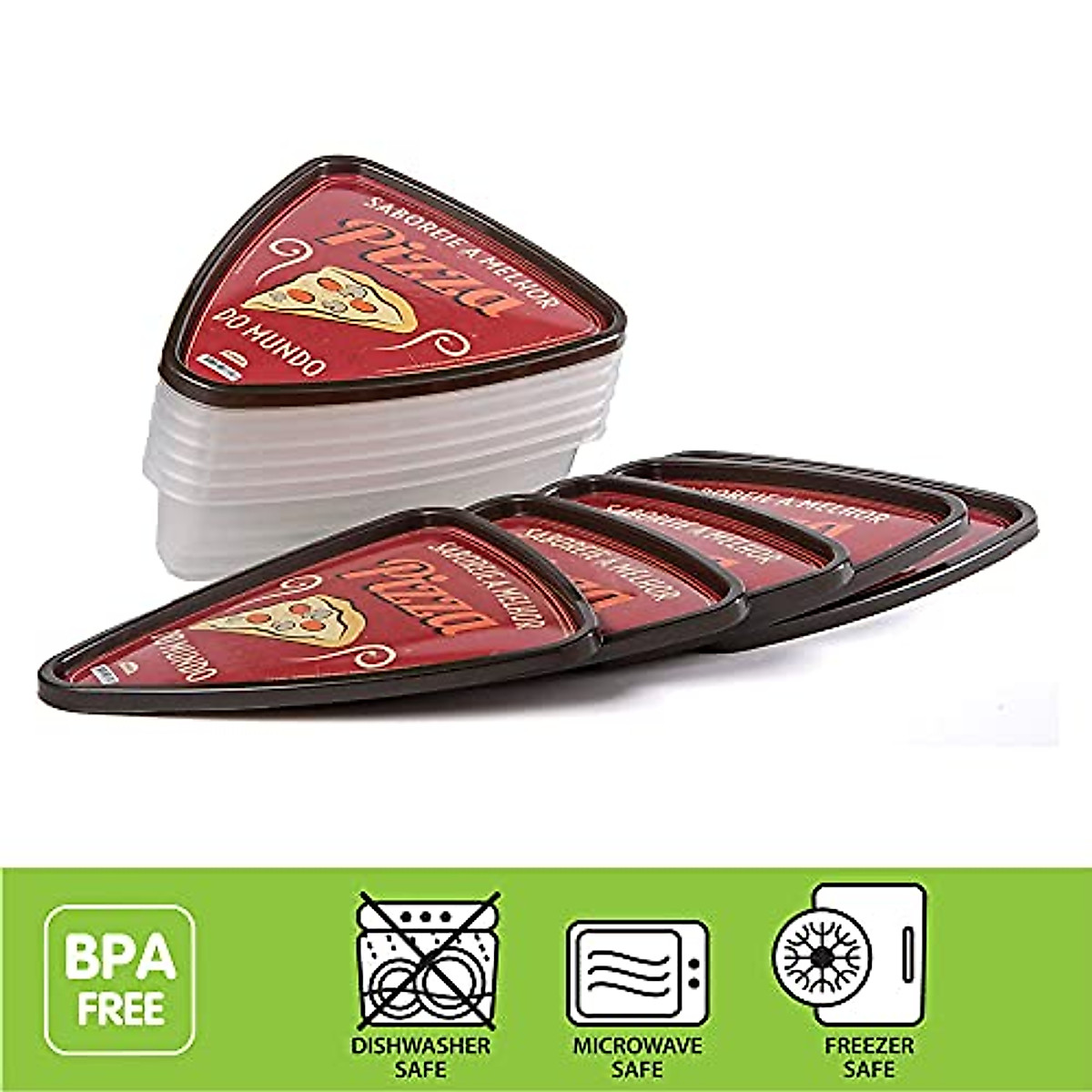 Pizza Slice Container Storage with Lids. Tray, Holder and Saver. 6 Plastic Packs to go. The Best Idea to Serve Pizza to Your Kids.