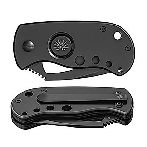 Off-Grid Knives - FAT BOY BLACKOUT Pocket Tank Manual Folding Utility Knife - Compact EDC, Razor Sharp Japanese AUS8 Steel, Deep Carry Clip, Safe Button Lock Release (Blackout)