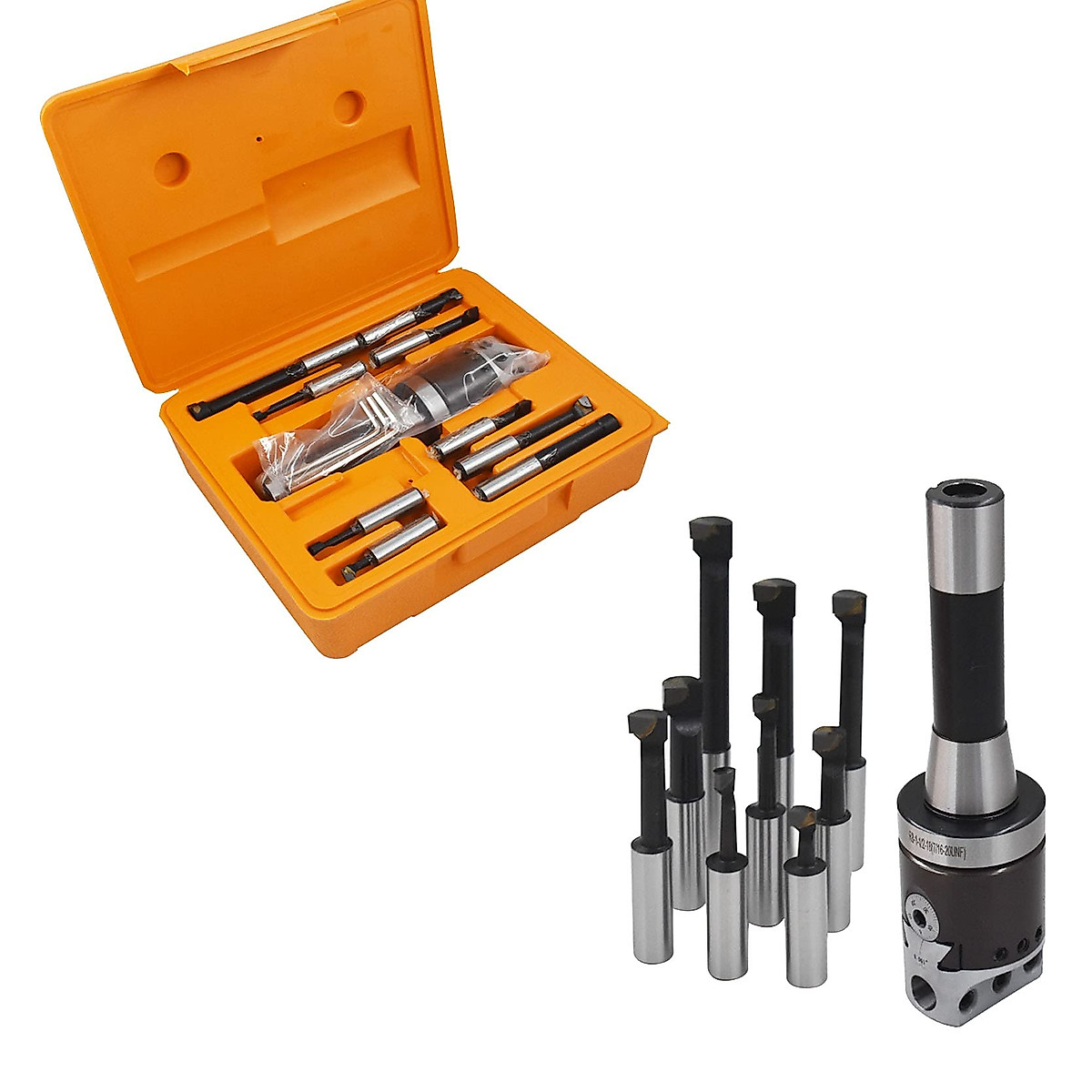 TINVHY 9-Pack Set 2 Boring Head R8 Shank 1/2 Carbide Boring Bar Set Replacement for Bridgeport Milling