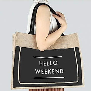 Globyz Jute Bag With Black Canvas Pocket And Button Closer Burlap Tote Bag With Initial Tote Present for Birthday And Holiday (Y, Small (12H*14L*5W))