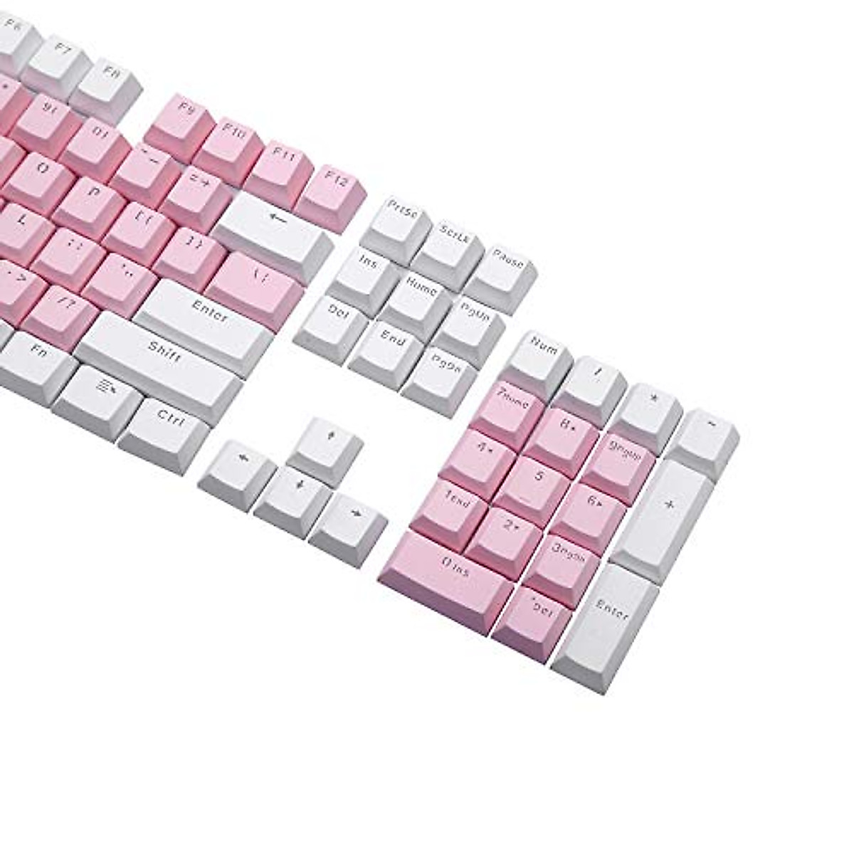 OEM Profile 104 Doubleshot PBT ANSI Layout Keycaps for Mechanical Keyboard,Key caps,Durable Translucent Backlit Key Compatible Gaming Keyboard keycaps for 61/87/104 Keyboards(Pink White Combo)