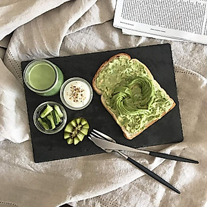 Set of 4 Slate Boards with 12 Square Coasters for Entertaining and Hosting