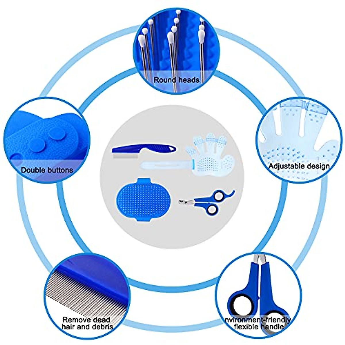 4 Pieces Bunny Grooming Kit with Rabbit Grooming Brush Pet Hair Remover Pet Nail Clipper Pet Comb Shampoo Bath Brush with Adjustable Ring Handle for Rabbit Hamster Bunny()