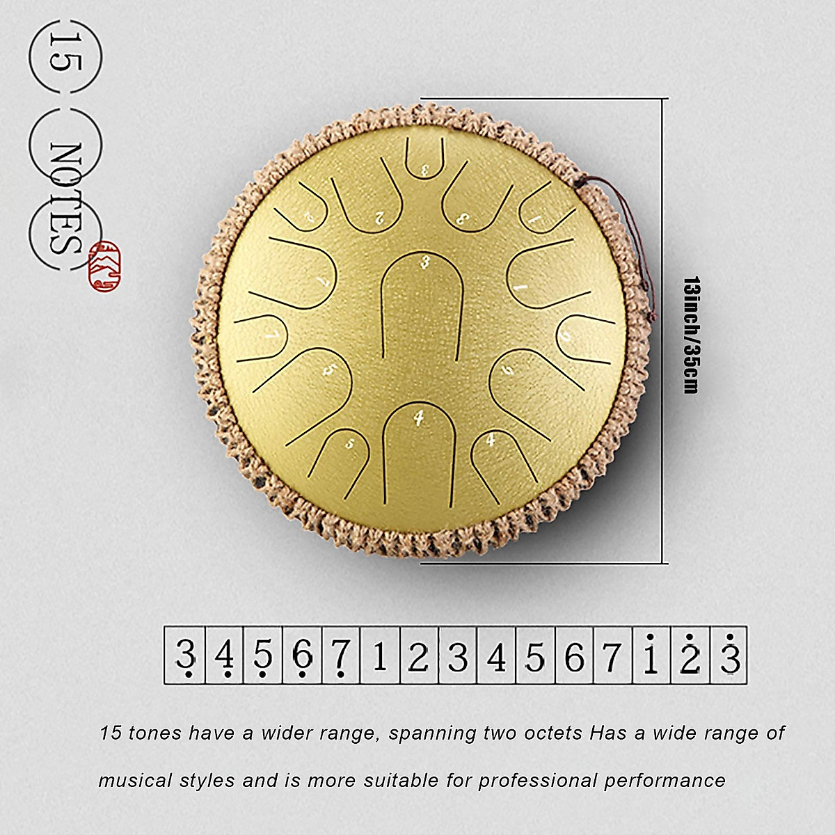 YWJJMY 15 Notes Steel Tongue Drum 13 Inch Handpan Drum Harmonic Tank Drum Meditation Yoga Zen with Mallets Travel Bag for Beginner Music Lovers Gift (Color : Spotted Purple)