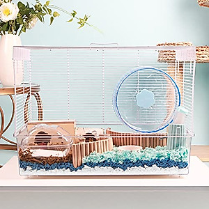 BUCATSTATE Hamster Cages with Free Accessories, Small Animal Cage and Habitats Stackable for Rats, Gerbil, Guinea Pig, Mice, Syrian Dwarf Hamster, Bird (24.4" L * 13.8" W * 16.9" H)