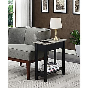 Convenience Concepts American Heritage Flip Top End Table with Shelf, Faux Birch/Black