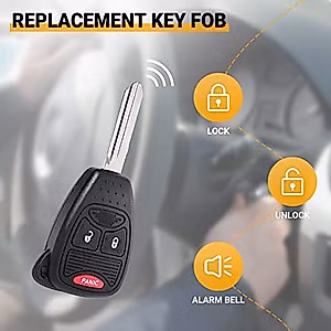 Car Key Fob Keyless Entry Remote Compatible with Chrysler 200/300/ Aspen/Dodge Charger/Ram/Durango/Wrangler/Commander etc. 3 Buttons OHT692427AA Key Remote Clicker- Pack of 2