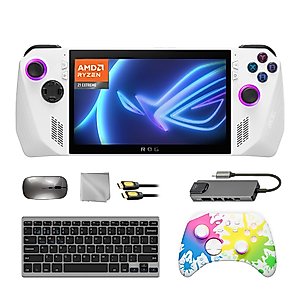 ASUS ROG Ally 512GB Gaming Handheld 7-inch Touchscreen 120Hz FHD 1080p AMD Ryzen Z1 Extreme Processor, Inkjet Wireless Pro Controller, Hub, Keyboard & Mouse Combo, 7 in 1 Bundle