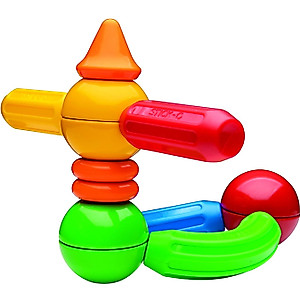 STICK O Basic 10 Piece Magnetic Building Set, Rainbow Colors, Educational STEM Construction Toy Ages 18M+