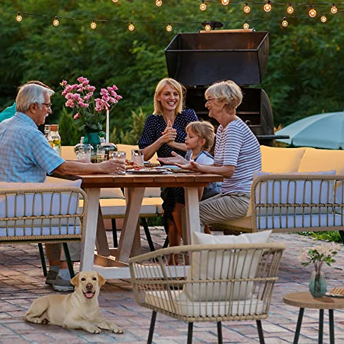 YITAHOME 4 Pieces Patio Furniture Set, Wicker Balcony Bistro Set, Outdoor All-Weather Rattan Conversation Set with Loveseat Chairs Table Soft Cushions for Backyard, Pool, Deck, Garden - Beige