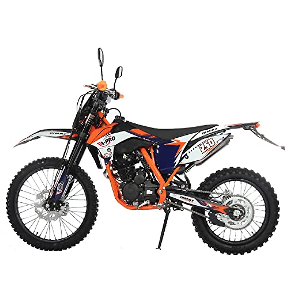 X-PRO Titan DLX 250cc Gas Dirt Bike Pit Bike Adult Bike,Big 21"/18" Wheels, Zongshen Engine! (Orange)