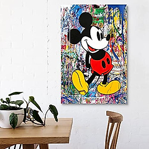 IXLLU Banksy Graffiti Street Art Mickey Poster Decorative Painting Canvas Wall Art Living Room Posters Bedroom Painting 16x24inch(40x60cm)