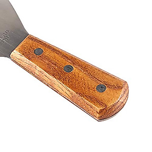 Super Leader 3 Piece Metal Spatula Set Stainless Steel with Wood Handle for BBQ Flat Top Grill, Pancake Flipper/Griddle Scraper/Hamburger Turner,Griddle Accessories