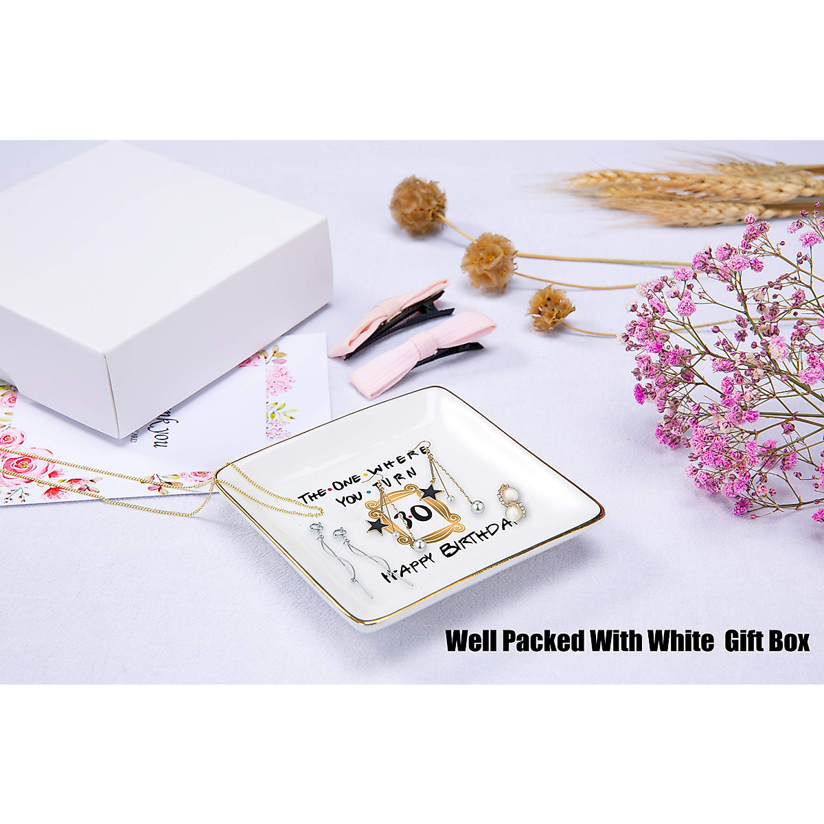 The One Where You Turn 30 Happy Birthday-Funny 30th Birthday Gift for Women,Her,Sister,Daughter,Best Friend,Coworker -Turn Thirty Gift-Ceramic Jewelry Holder Ring Dish Trinket Box Tray-Friends TV Show