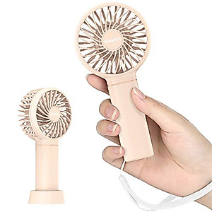 EasyAcc Mini Portable Fan, Powerful Handheld Fan, Cute Design 3 Speed Personal Small Desk Fan with Base, Lightweight Makeup USB Rechargeable Fan for Stylish Girl Women Men Indoor Outdoor