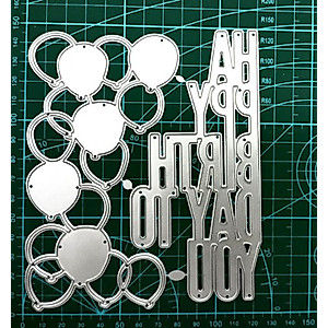 Mvchifay Cutting Dies Metal Stencils Scrapbooking Tool DIY Craft Carbon Steel Embossing Template for Paper Card Making (happy birthday ballon-14.6x12.2cm)