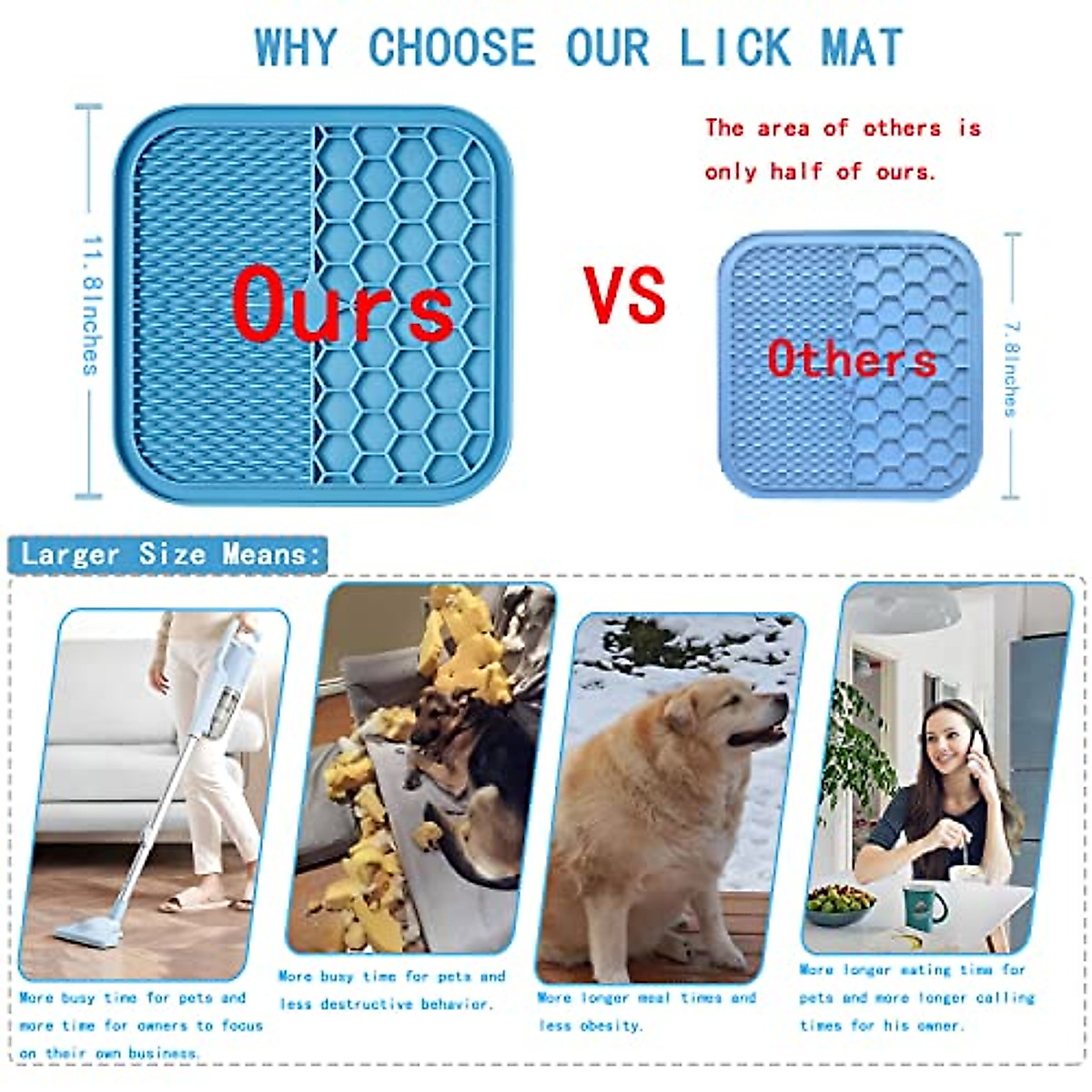 Kabetig Silicone X Large Dog Lick Mat for Dogs with Suction Cups - Dog Licking Mat/Pad for Anxiety and Boredom Relief - Alternative to Slow Feeder Dog Bowl - Use for Food/Treats/Yogurt/Peanut Butter
