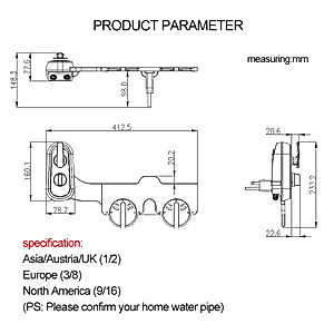Bluting Bidet Attachment for Toilet,Left Handed Dual Nozzle Cold and Hot Water Spray,Non-Electric Mechanica Toilet Bidet,Water Pressure Control,ABS,for Pregnant/Elderly/Overweight,White-3/8