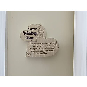 UNIDECO Wooden Heart Décor Wall - 7.0 Inch Wedding Gift Couple from Bride - Wood Heart Shaped Decoration for Home - Hanging Living Room Accent Shelve - Him Daughter Son - Bridal Brother Sister Day
