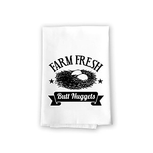 Honey Dew Gifts, Farm Fresh Butt Nuggets, Cotton Flour Sack Towel, 27 x 27 Inch, Made in USA, Funny Kitchen Towels, Eggs Home Decor, Humor Hand Towels, Farm Mom Gifts, Chicken Decor for Kitchen
